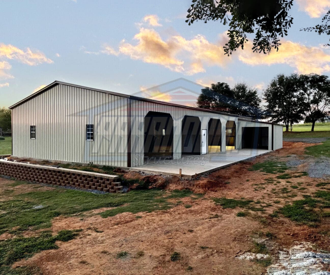 Metal 4 Car Garage with Utility Shed - Paramount Structures